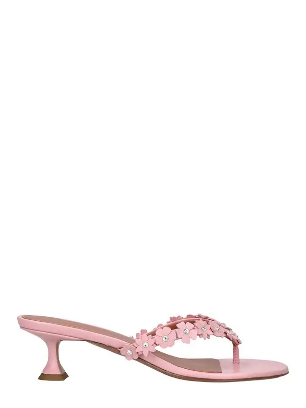 Amina Muaddi Gigi Floral Embellished Heeled Sandals - Pink