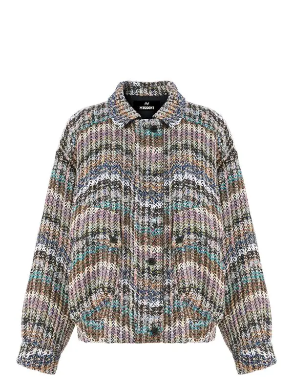 Missoni Oversized Chevron Knit Bomber With Sequins - Multicoloured