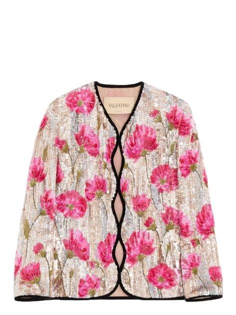 Valentino Garavani Embroidered Organza Jacket With Floral Sequins - Multicolour