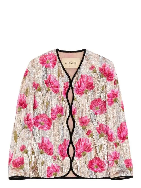 Valentino Garavani Embroidered Organza Jacket With Floral Sequins - Multicolour