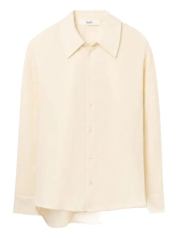 Séfr Long Sleeve Button-up Shirt - Ecru