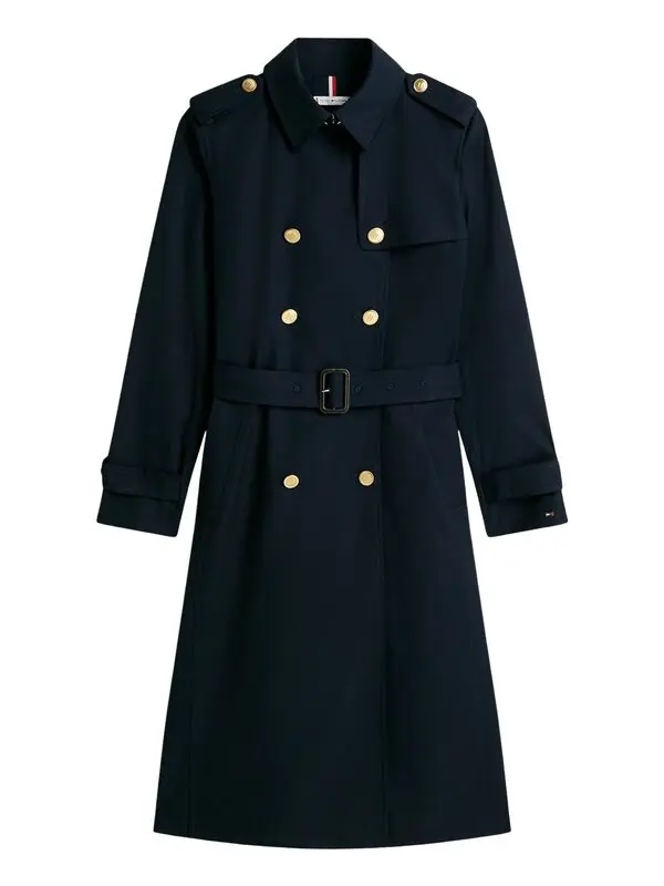 Tommy Hilfiger Double Breasted Mini Coat With Belt - Navy