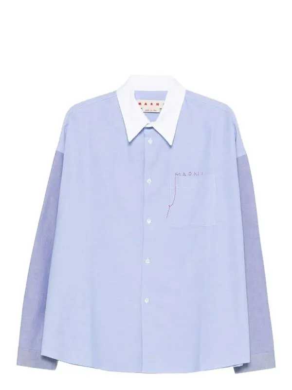 Marni Oversized Button-up Shirt With Contrast Collar - Light Blue