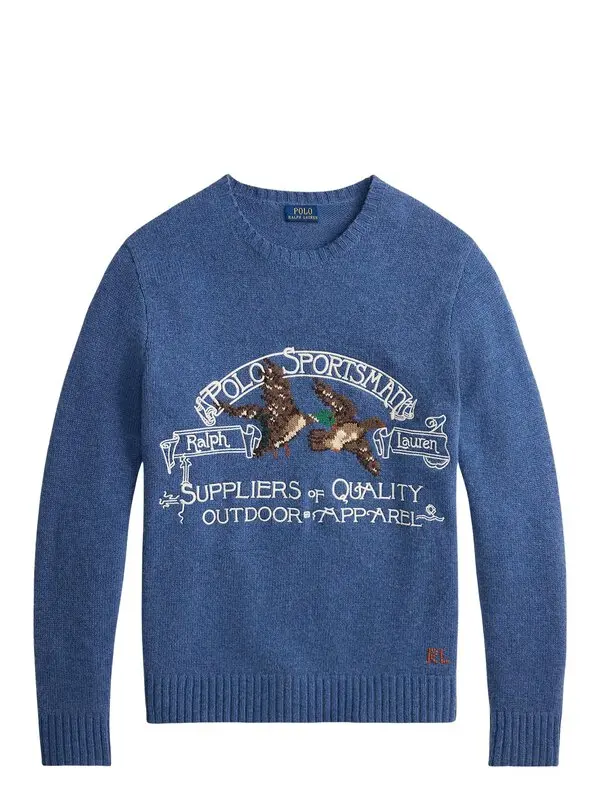 Ralph Lauren Crew Neck Sweater With Graphic Detail - Navy