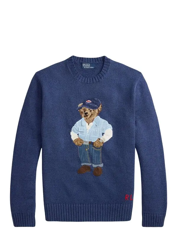Ralph Lauren Crewneck Bear Intarsia Sweater - Navy