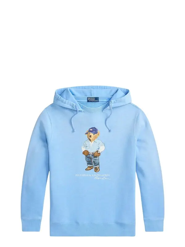 Ralph Lauren Polo Classic Cotton Blend Hoodie With Graphic Print - Light Blue