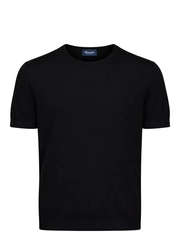 DRUMOHR Classic Round Neck Short Sleeve Sweater - Black