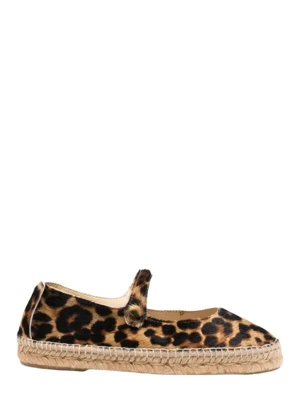 Manebí Leopard Print Calf Leather Mary Jane Espadrilles - Brown