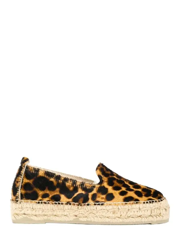 Manebí Leopard Print Calf Hair Leather Flats - Brown