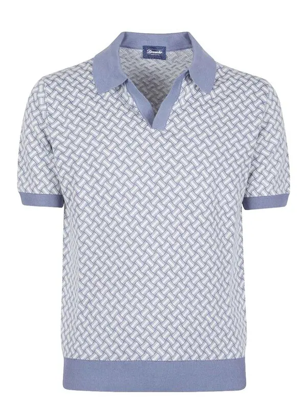 DRUMOHR V-neck Short Sleeve Ribbed T-shirt For - Navy