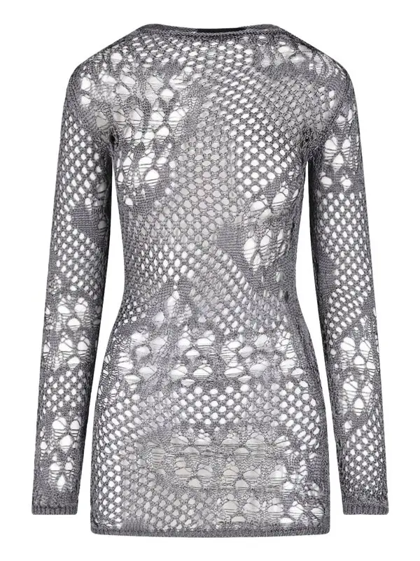 DONDUP Crochet Knit Dress With Metallic Detail - Grey