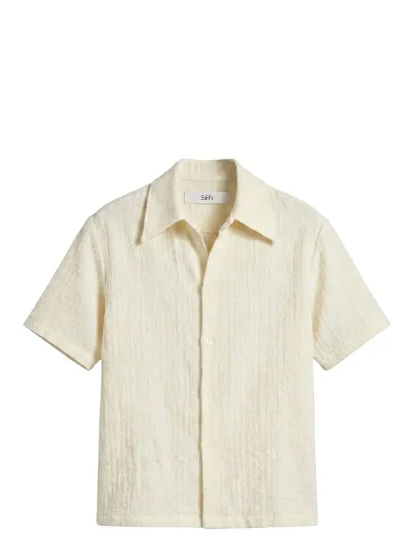 Séfr Textured Short-sleeve Button-up Shirt - Ecru
