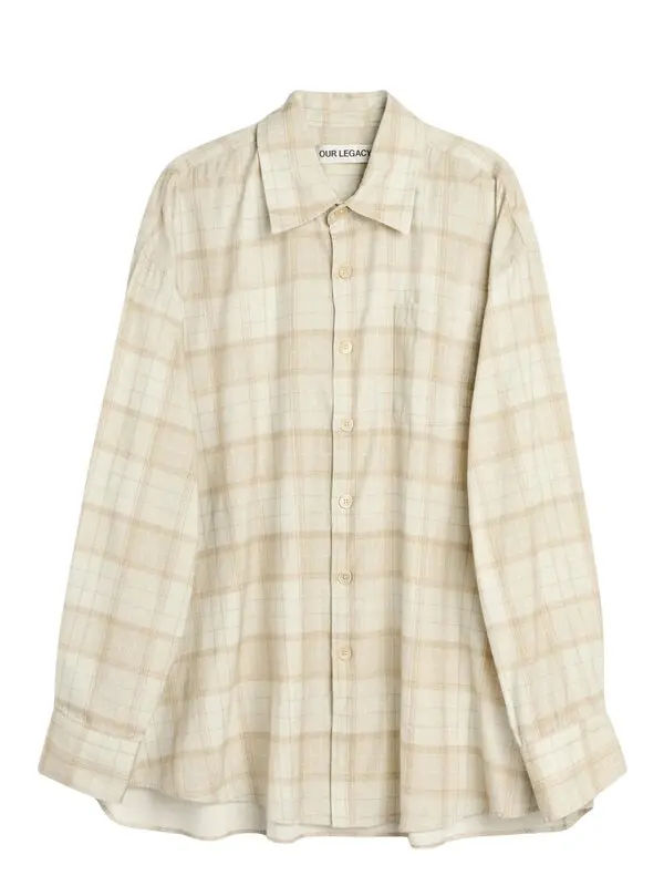 Our Legacy Oversized Plaid Button-up Shirt - Beige
