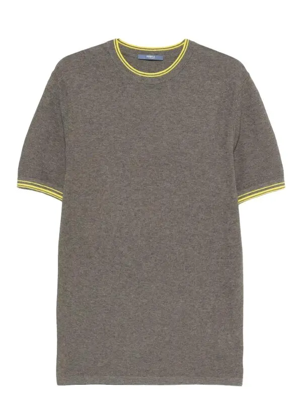 PEOPLE OF SHIBUYA Crew Neck Sweater With Contrast Trim - Grey