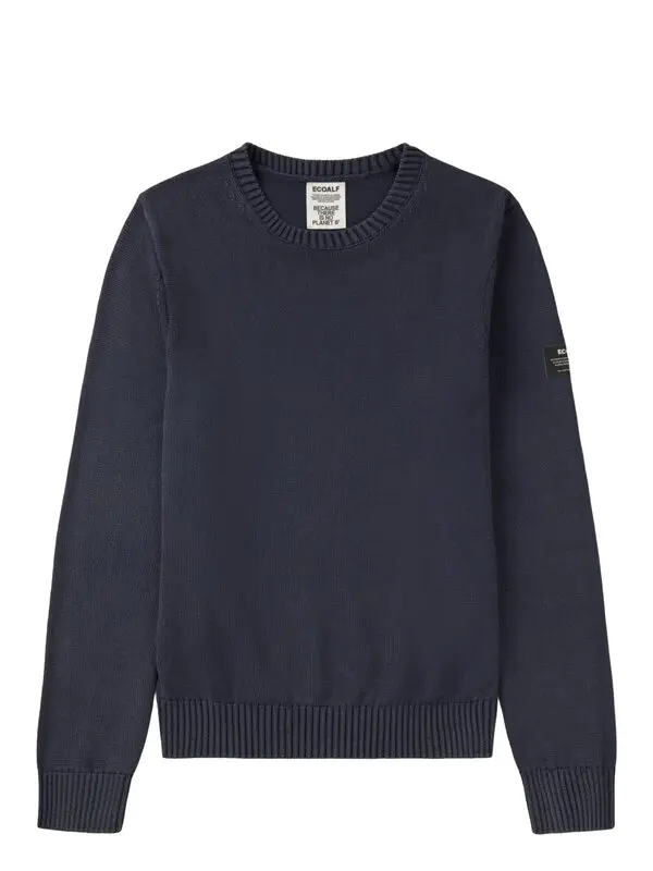 ECOALF Recycled Cotton Blend Crew Neck Sweater - Navy