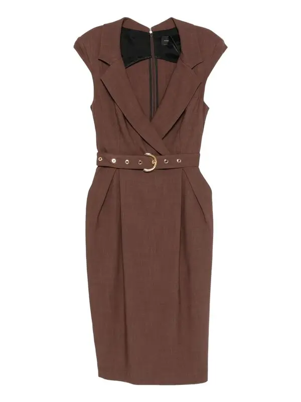 Pinko Midi Wrap Dress With Belt - Brown