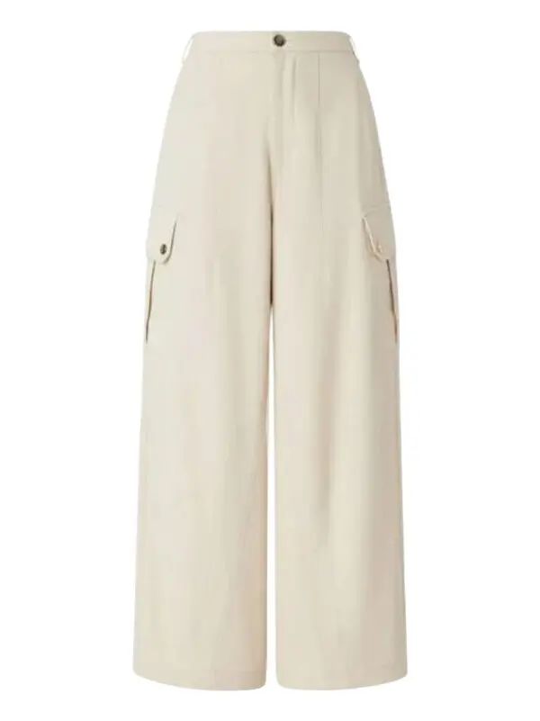 Pinko Cotton Twill Wide-leg Cargo Trousers - Beige
