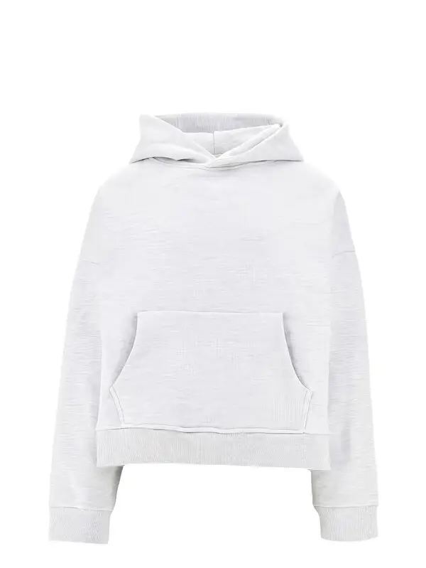 ENTIRE STUDIOS Cotton Drawstring Hood Sweatshirt With Ribbed Cuffs - Grey