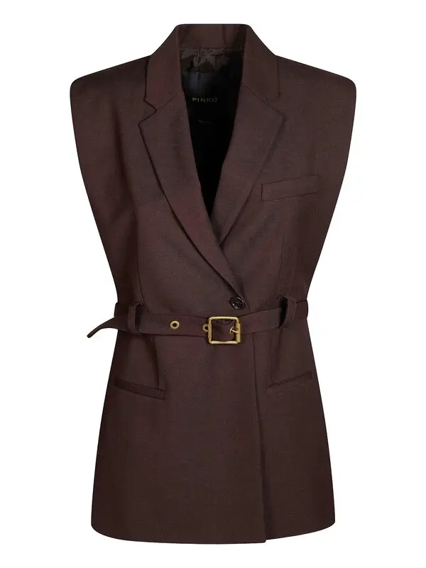 Pinko Diagonal Quilted Vest - Marrone