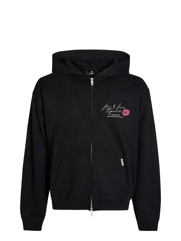 REPRESENT Full Zip Hoodie With Graphic Detail - Nero