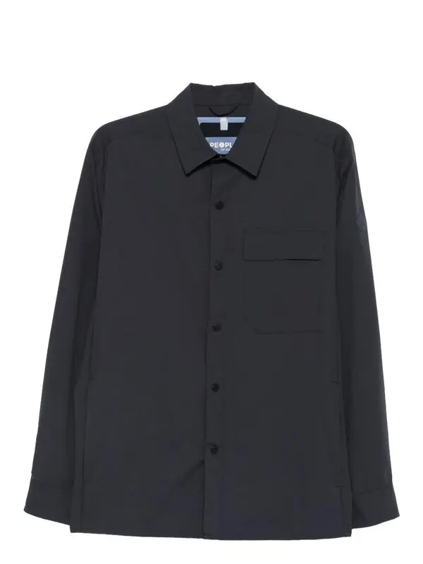 PEOPLE OF SHIBUYA Long Sleeve Shirt With Classic Collar - Navy