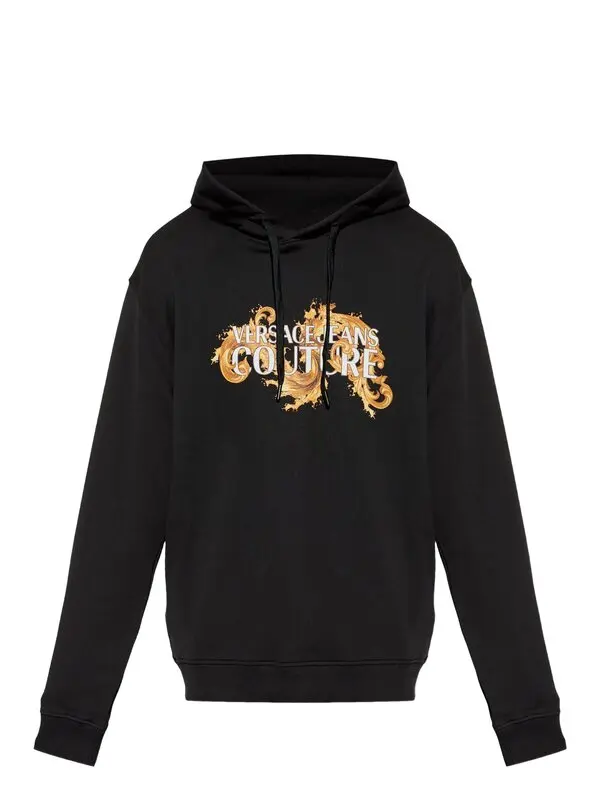 Versace Embroidered Logo Hoodie - Black