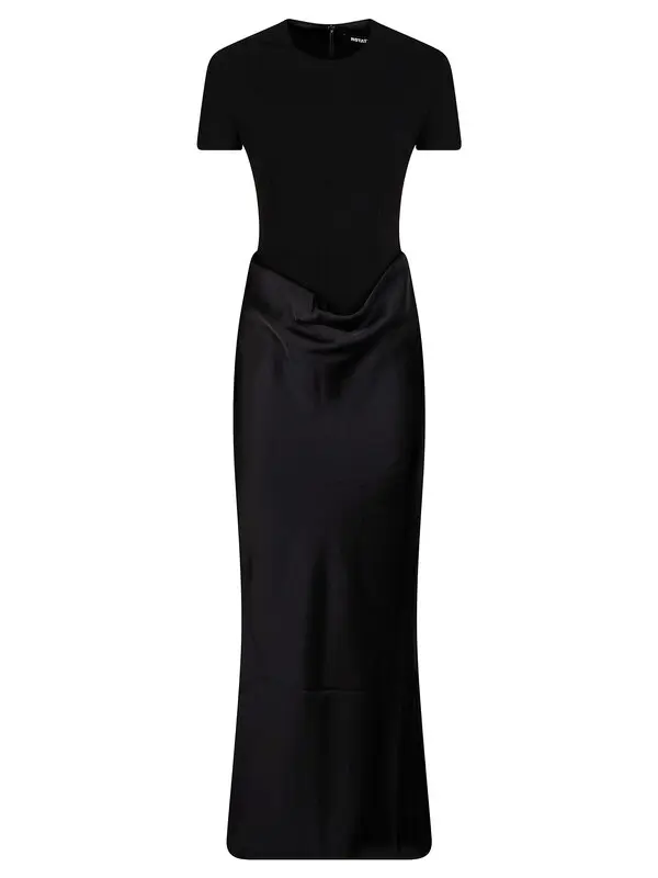 ROTATE BY BIRGER CHRISTENSEN Cap-sleeve Draped Maxi Dress - Nero
