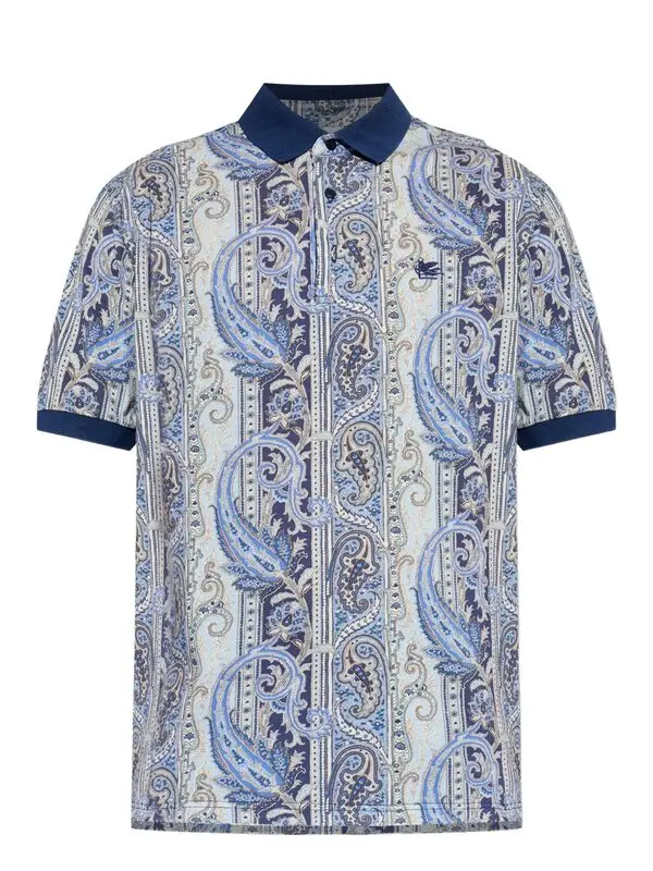 Etro Patterned Button-up Short Sleeve Ribbed T-shirt - Multicolor