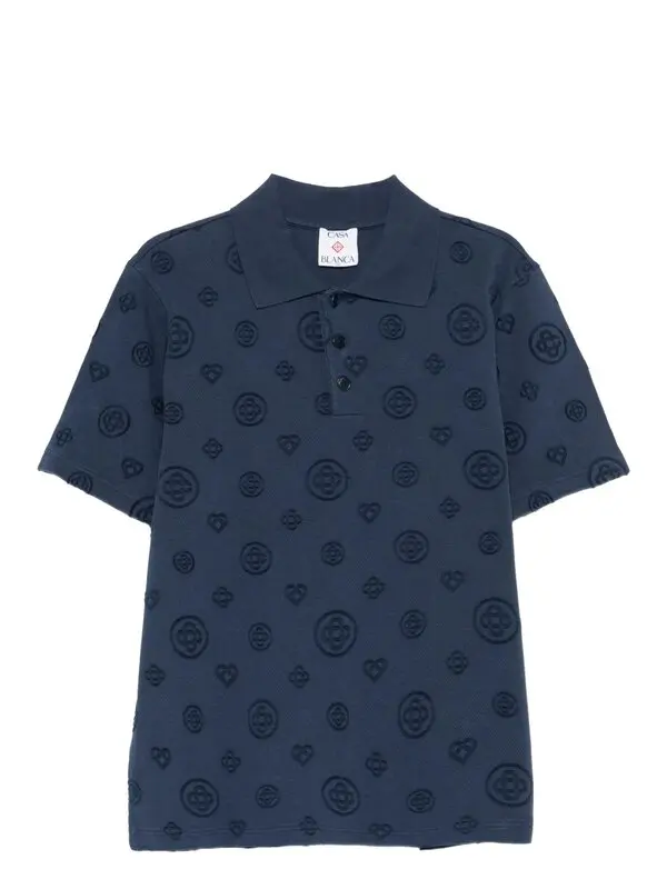 Casablanca Monogram Jacquard Polo Shirt - Navy