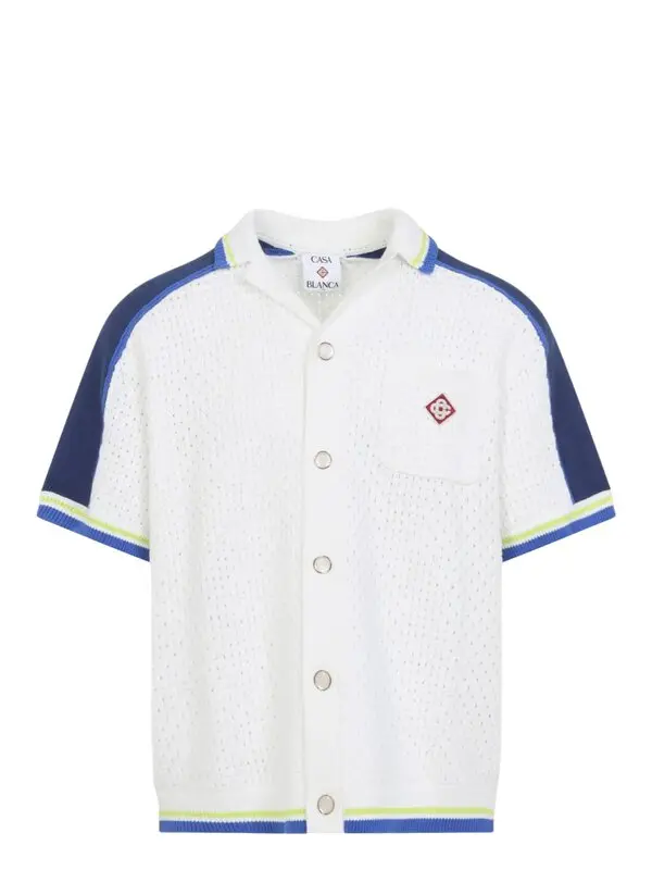 Casablanca Contrasting Trims Chest Pocket Logo-embroidered Short-sleeve Button-up Shirt - White