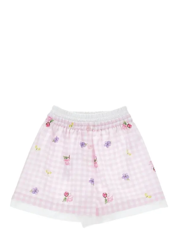 Monnalisa Gingham Floral Mini Shorts - Multicolor