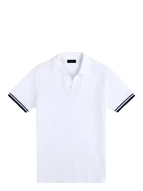 FAY Short-sleeve Polo Shirt With Contrast Stripe Trim - White