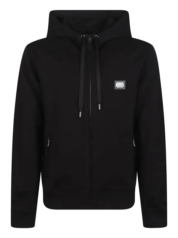 Dolce & Gabbana Zip-up Lightweight Cotton Hoodie - Black