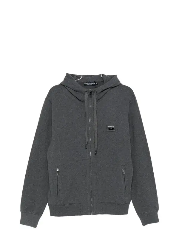 Dolce & Gabbana Zip-up Lightweight Cotton Hoodie - Grey
