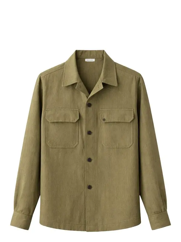Tagliatore Lightweight Linen Shirt Jacket - Green