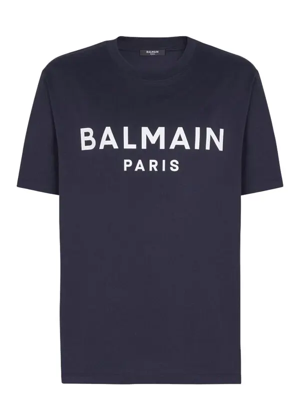 Balmain Round Neck Short Sleeve T-shirt - Navy