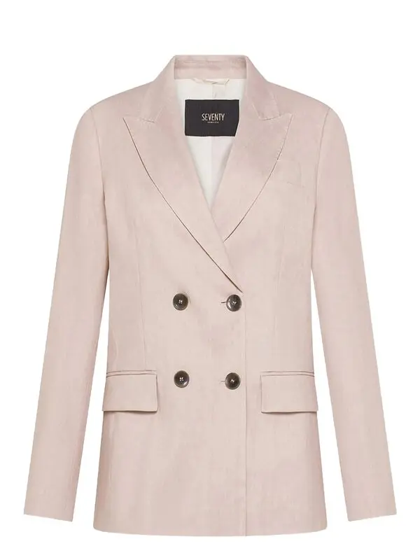 Seventy Double Breasted Linen Blend Mini Jacket - Pink