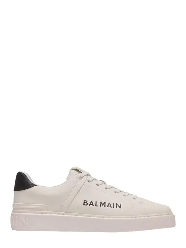 Balmain B-court Calfskin Trainers - White