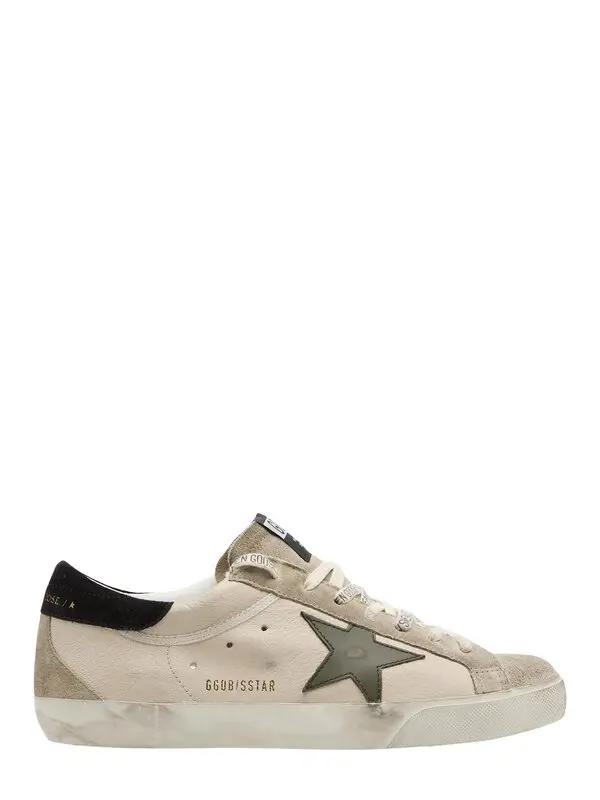 GOLDEN GOOSE Leather Superstar Sneakers With Suede Accents And Contrast Heel Tab - Green