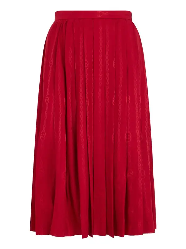 Gucci High-waist Pleated Maxi Skirt In Silk Twill - Red