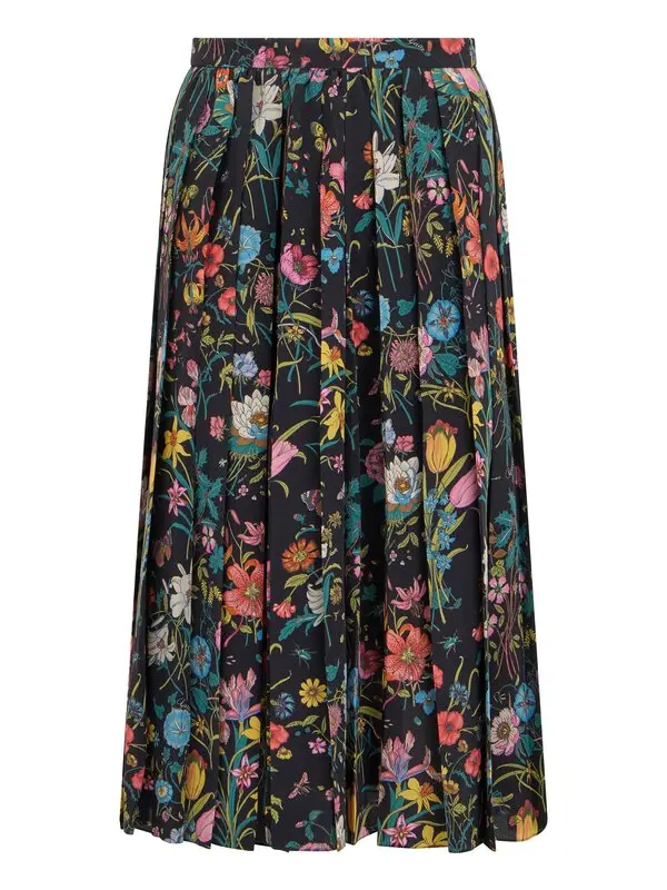 Gucci Floral Silk Midi Skirt - Black