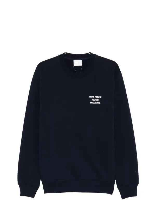 Drole De Monsieur Crew Neck Long Sleeve Sweater - Navy