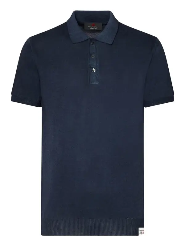 Peuterey Short Sleeve Knit Polo Shirt - Navy