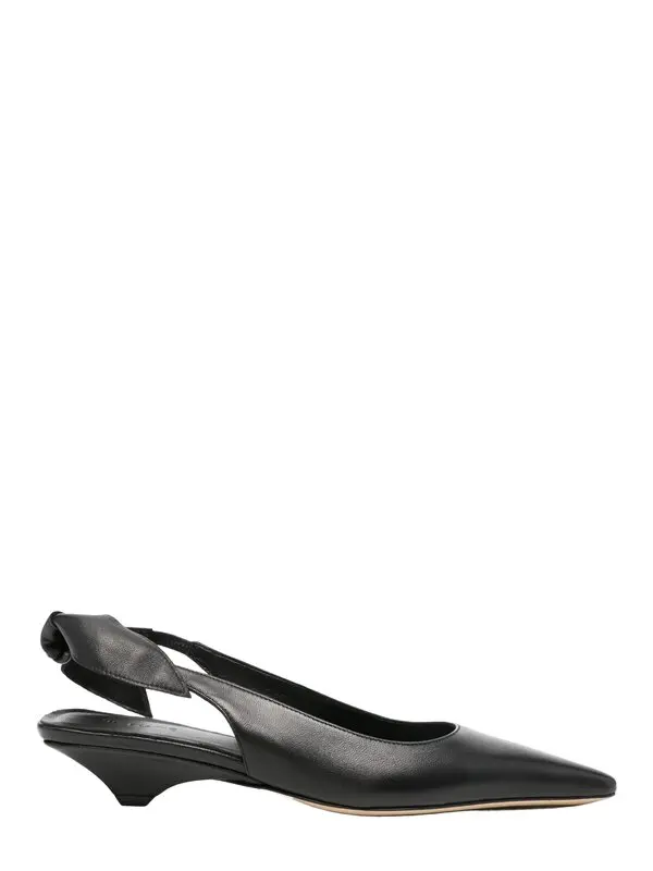 VIC MATIE Leather Slingback Pumps With Bow Detail - Black