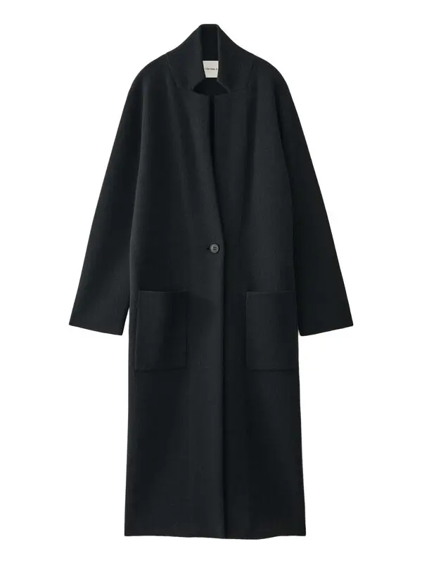 LISA YANG Cashmere Coat With Peak Lapels And Patch Pockets - Nero