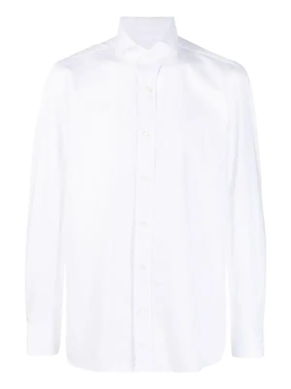 LUIGI BORRELLI Stylish Cotton Long Sleeve Shirt With Buttoned Cuffs - White