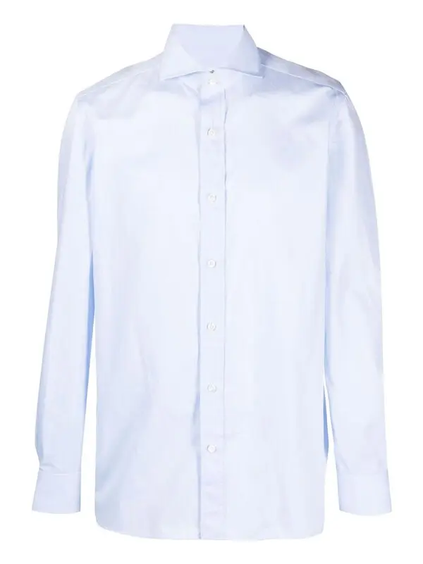 LUIGI BORRELLI Light Cotton Long Sleeve Button-up Shirt For - Light Blue