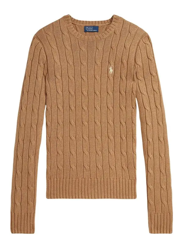 Ralph Lauren Classic Cotton Cable Knit Sweater - Beige