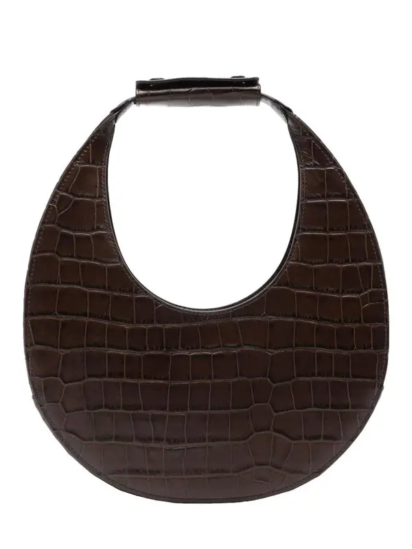 Staud Embossed Top Handle Handbag With Protective Dust Cover - Brown