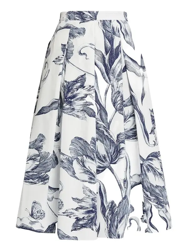 Erdem Floral Print Pleated Mini Skirt - White